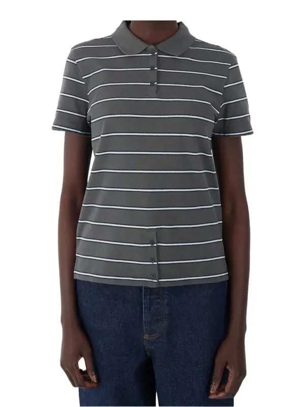 Paloma Wool Striped Short-sleeved Polo Shirt - Dark Gray
