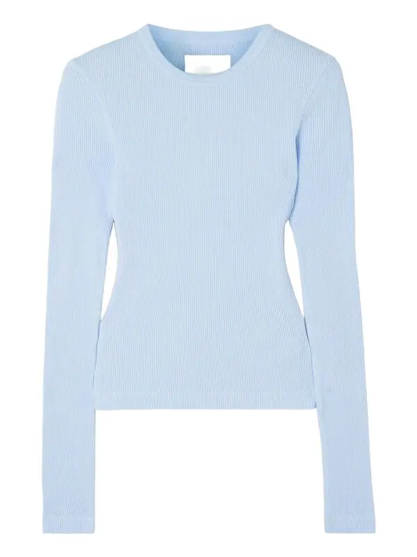 Citizens Of Humanity Pilar Short Sleeve T-shirt In Waffle Cotton - Light Blue