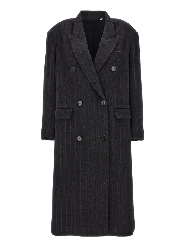 Isabel Marant Étoile Lexana Double-breasted Pinstripe Coat - Black
