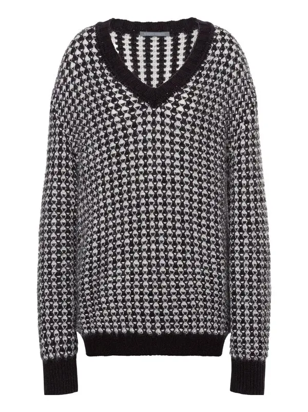 Alberta Ferretti Oversized V-neck Jumper - Black