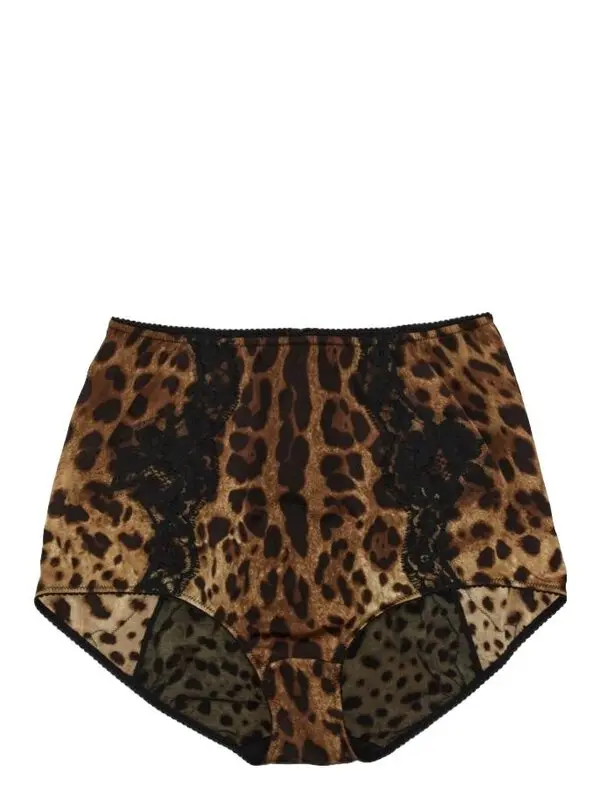 Dolce & Gabbana Leopard Print Satin Culottes - Black