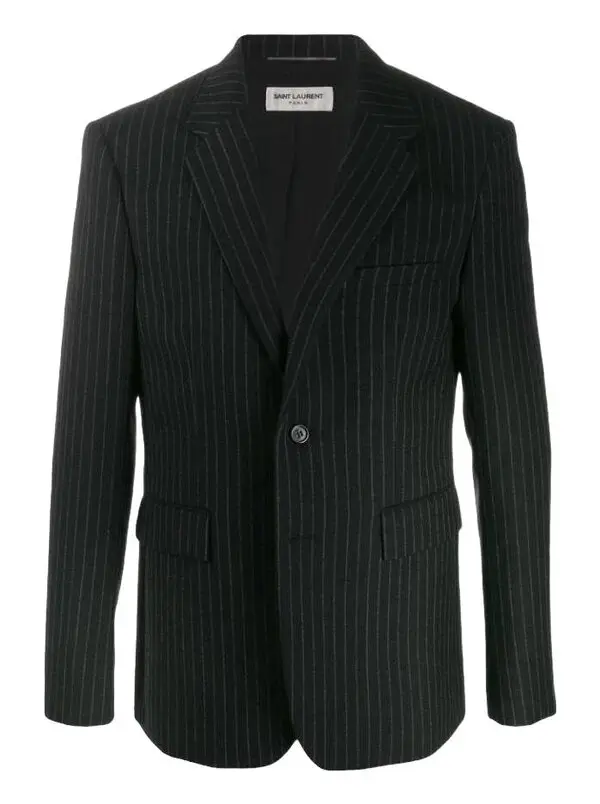 Saint Laurent Pinstriped Buttoned Blazer - Black