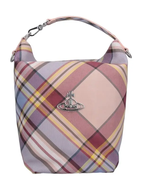 VIVIENNE WESTWOOD Logo Plaque Checked Bucket Bag - Multicolor