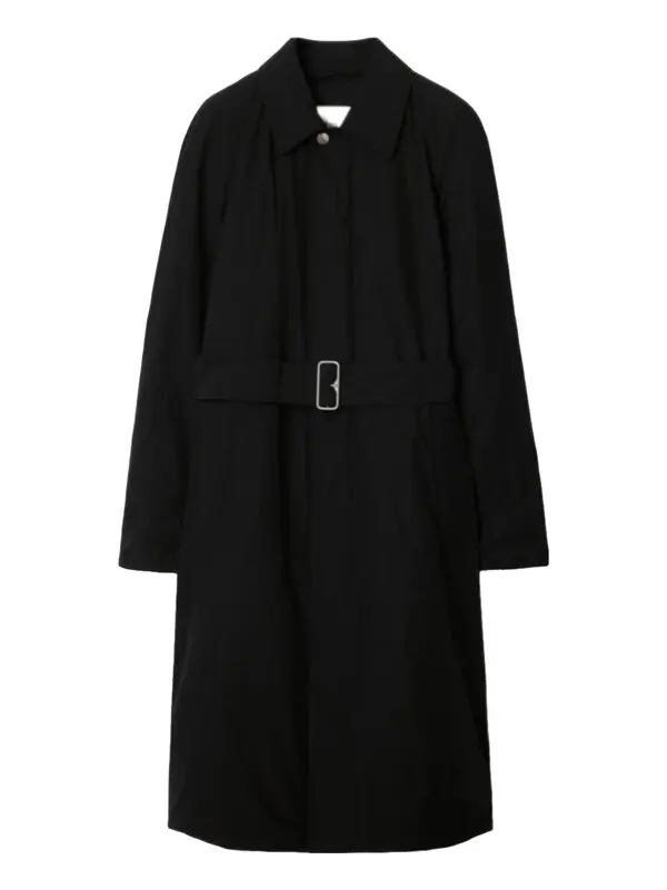 Burberry Belted Waist Long Padded Car Coat - Black