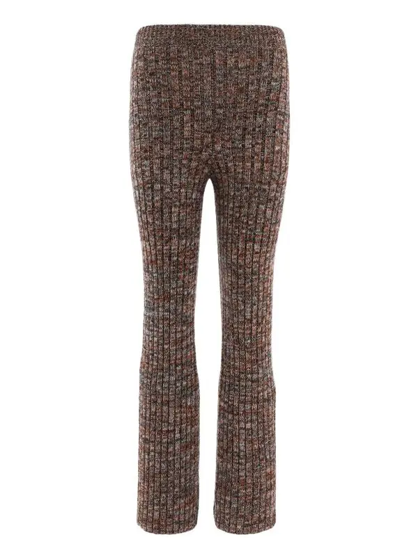 Chloé Ribbed Knit Bell-bottom Trousers - Brown