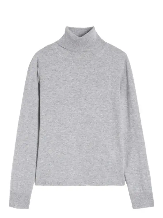 Max Mara Educata Ribbed Turtleneck Sweater - Light Gray