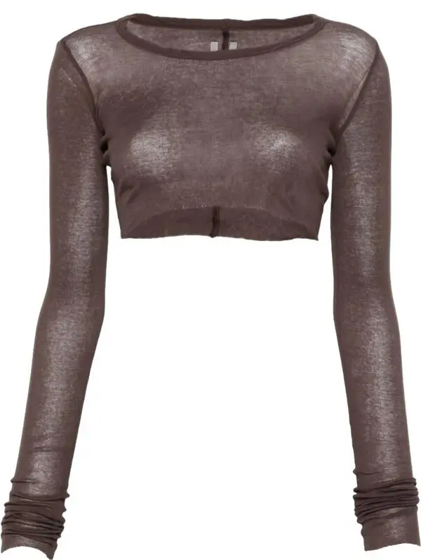 Rick Owens Long Sleeve Cropped Top - Brown
