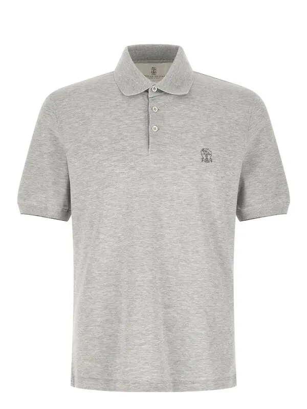 Brunello Cucinelli Logo Detailed Short-sleeved Polo Shirt - Grey