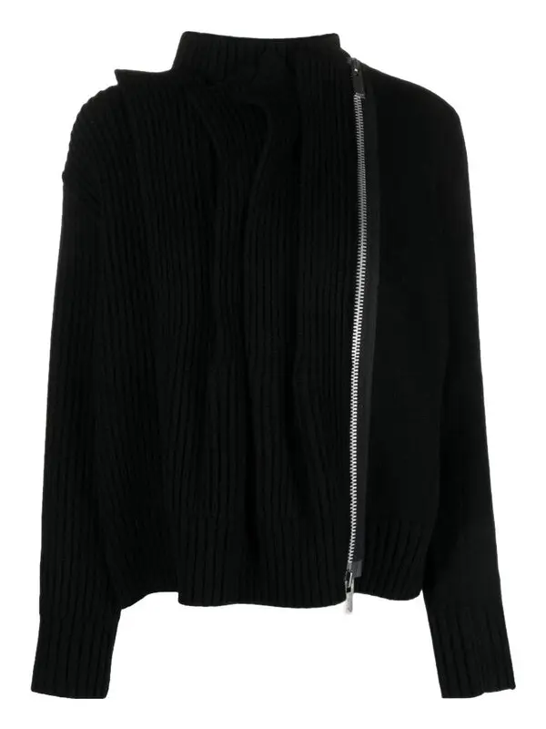 Sacai Ribbed Turtleneck Knitted Jumper - Black