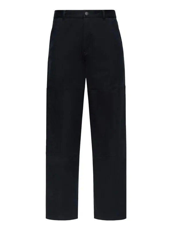 Moncler Logo Patch Stretch Cotton Gabardine Trousers - Navy Blue