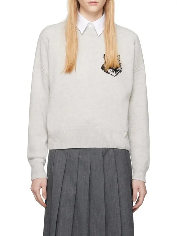 Maison Kitsuné Intarsia Logo Wool Jumper - White