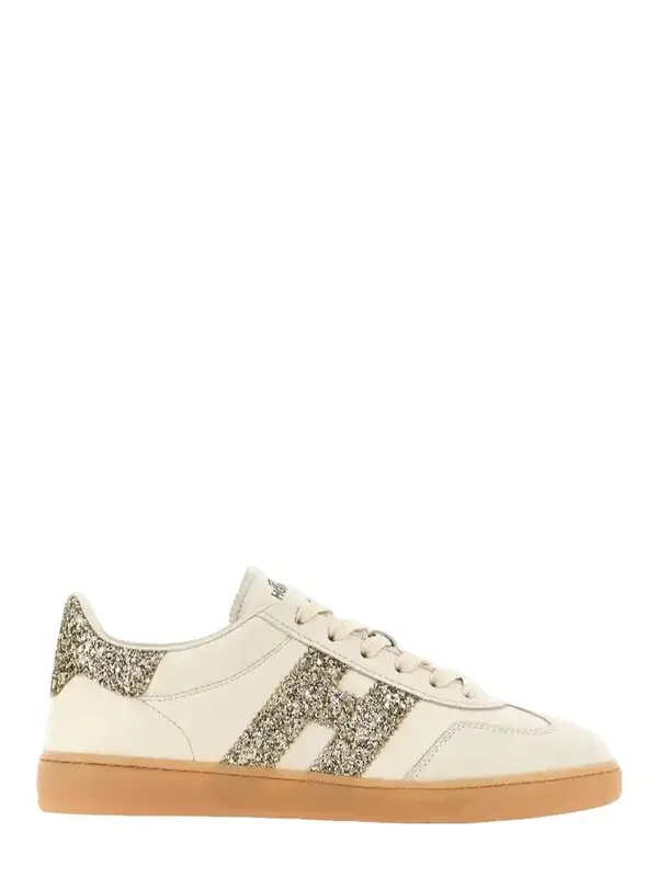 Hogan Logo Embellished Sneakers - Ivory Gold