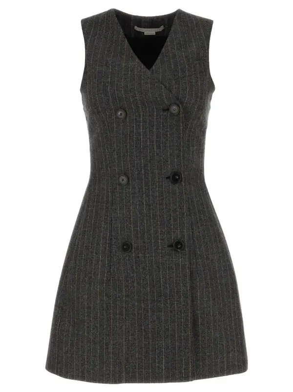 Stella McCartney Sleeveless Double-breasted Pinstripe Dress - Black