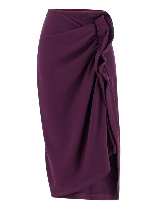 Dries Van Noten Asymmetric Jersey Midi Skirt - Red
