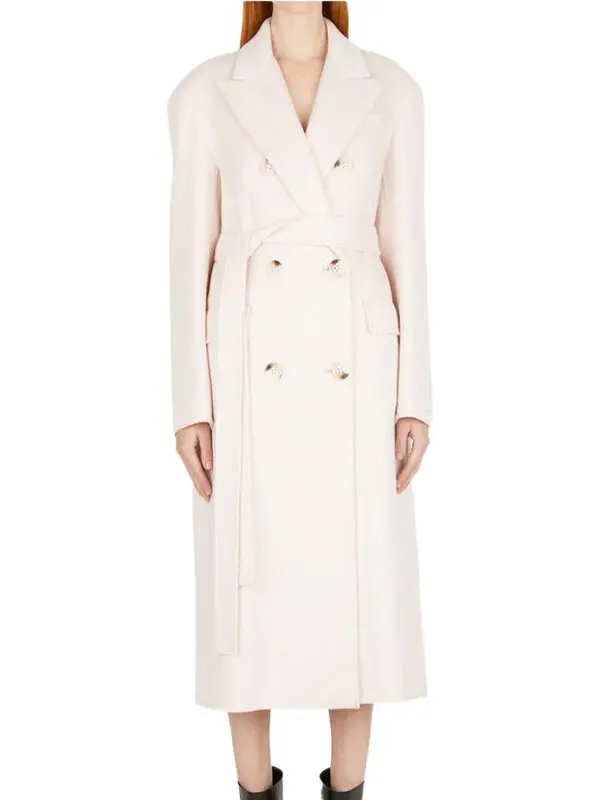 Sportmax Belted Double-breasted Coat - White