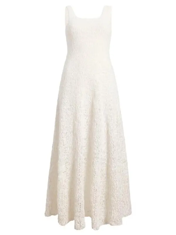 Khaite Twigs Square-neck Hand-woven Maxi Dress - White
