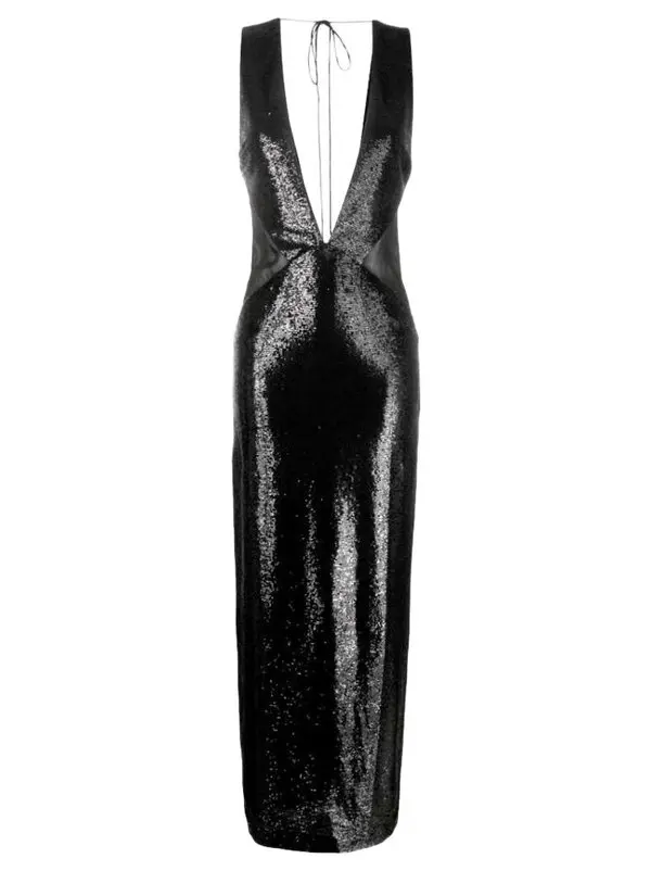 Red Valentino Sequin-embellished Maxi Dress - Black