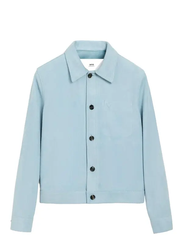 Ami Suede Button-up Jacket - Blue