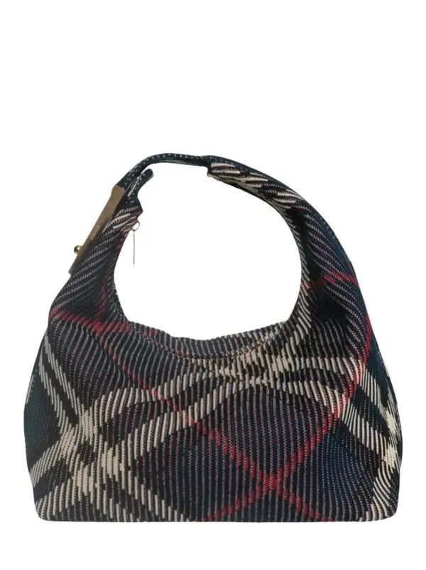 Burberry Check Pattern Zipper Handbag - Black