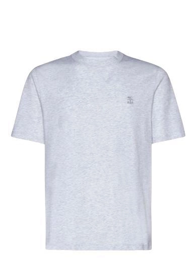 Brunello Cucinelli Logo Embroidered Crewneck T-shirt - White