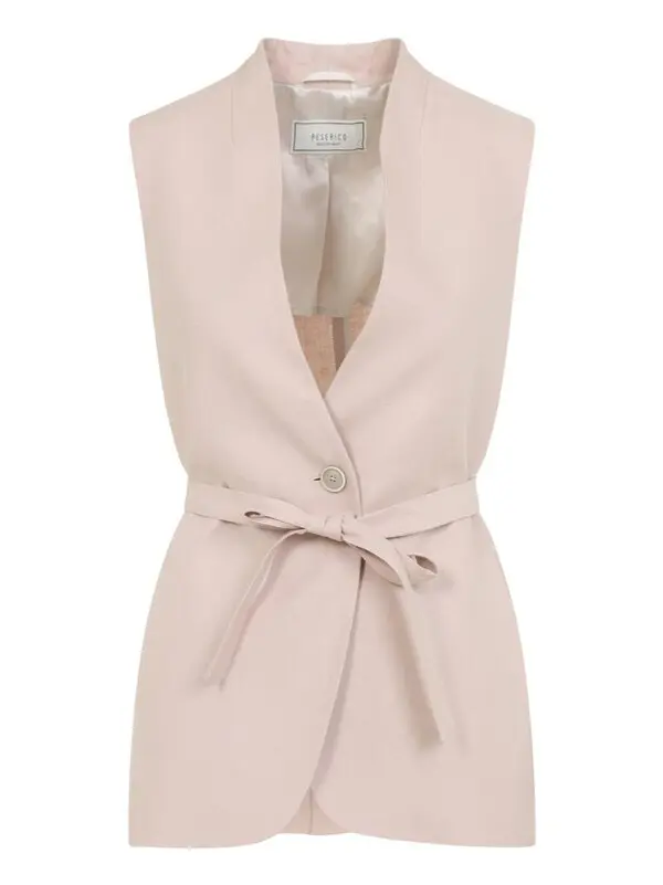 Peserico Waistcoat With Belt Detail - Nude