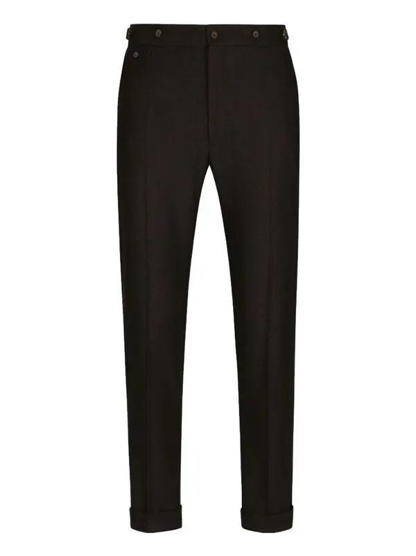 Dolce & Gabbana Tailored Stretch Pants With Logo Patch - Black