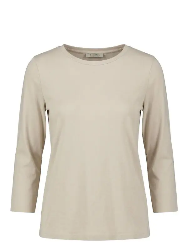 Max Mara Boat Neck T-shirt With Embroidered Logo - Gray