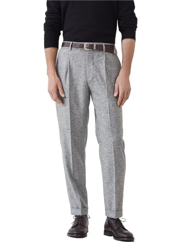 Brunello Cucinelli Sharkskin Pleated Trousers - Neutral Density