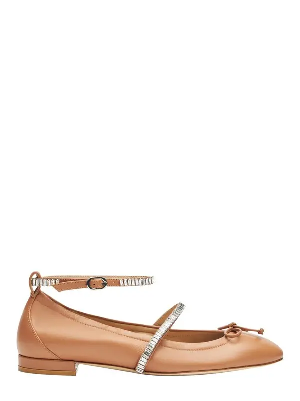 STUART WEITZMAN Stefanie Embellished Ballerina Flats - Tan/clear