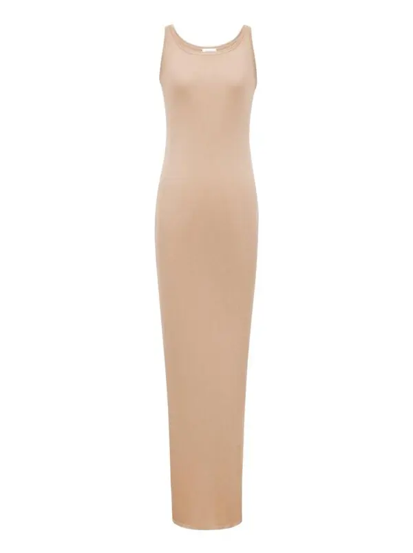 Saint Laurent Long Ribbed Tank Dress - Nude