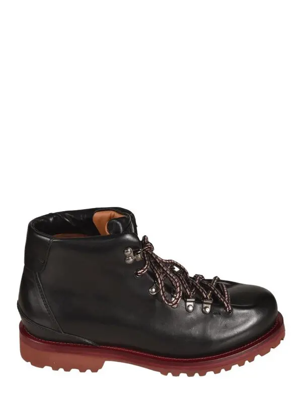 BUTTERO® Leather Lace Up Boots - Black