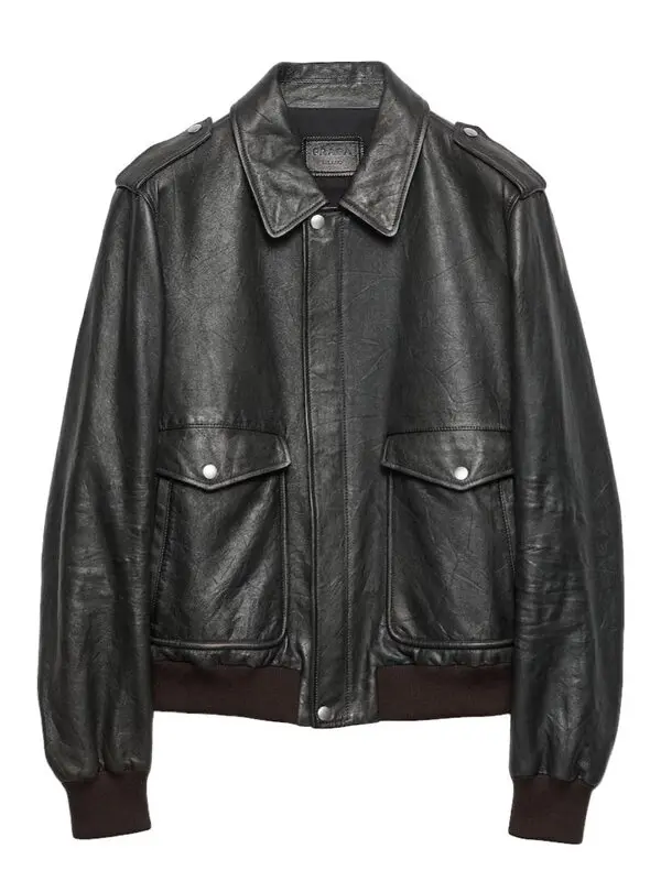 Prada Long-sleeved Leather Jacket - Black