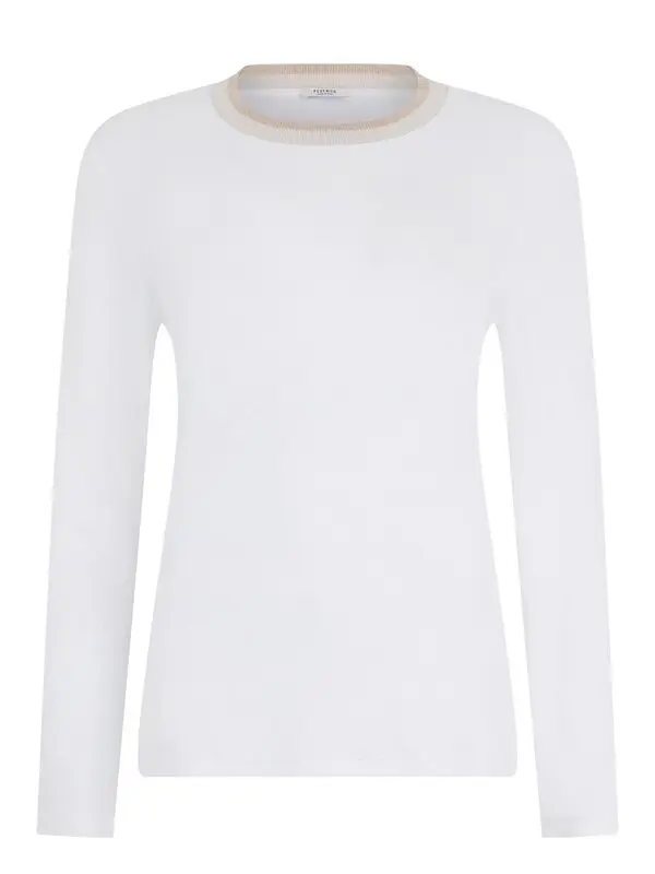 Peserico Ribbed-trim Long-sleeve T-shirt - White