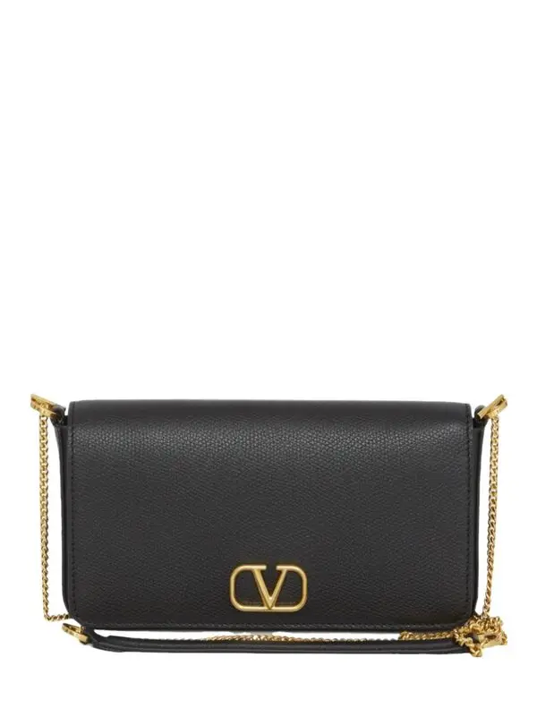 Valentino Garavani Vlogo Signature Clutch Bag With Chain Strap - Black