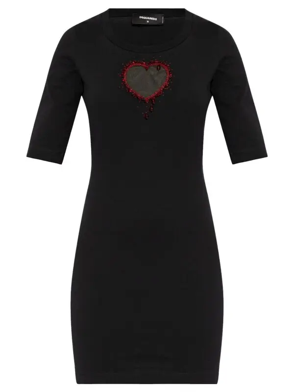Dsquared2 Embellished Cut-out Jersey Dress - Black