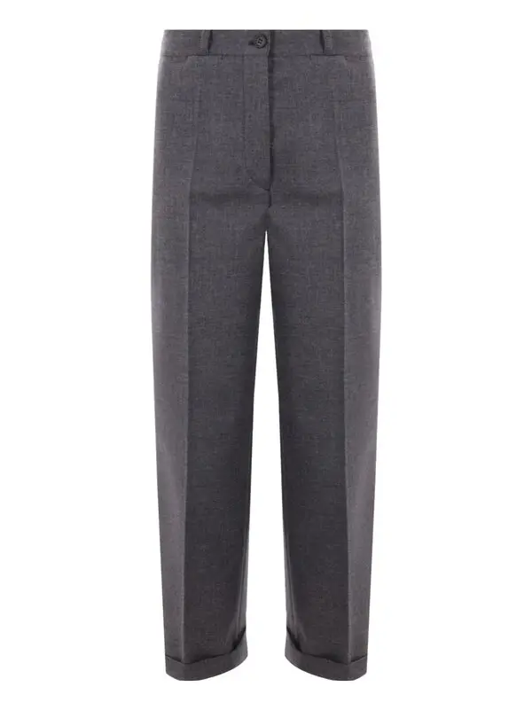 Prada Pleated Turn-up Hem Trousers - Coal Gray