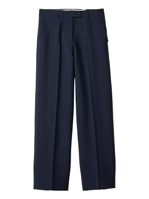 Miu Miu Tailored Trousers With Embroidered Logo - Navy