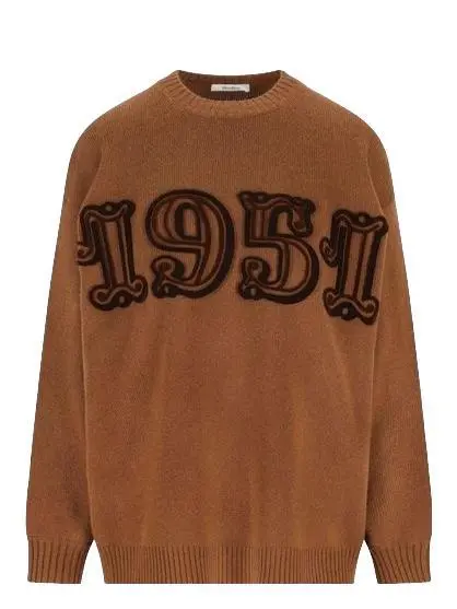 Max Mara Contrast Logo Knitted Sweater - Brown