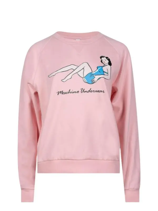 Moschino Long Sleeve Logo Hoodie - Pink