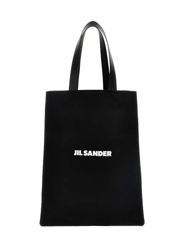 JIL SANDER Logo Printed Medium Flat Shopper Bag - Black