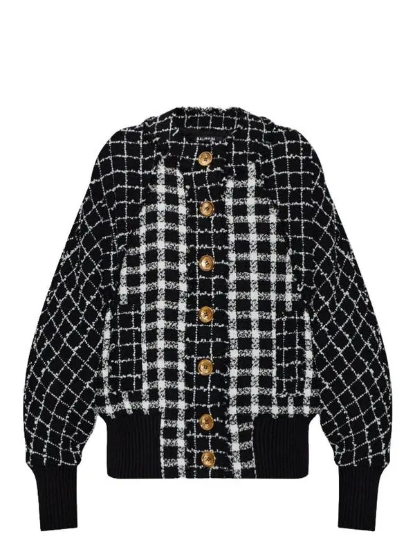 Balmain Tweed Bomber Jacket - Black