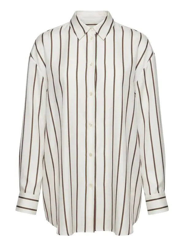Gucci Striped Collared Long-sleeve Shirt - White