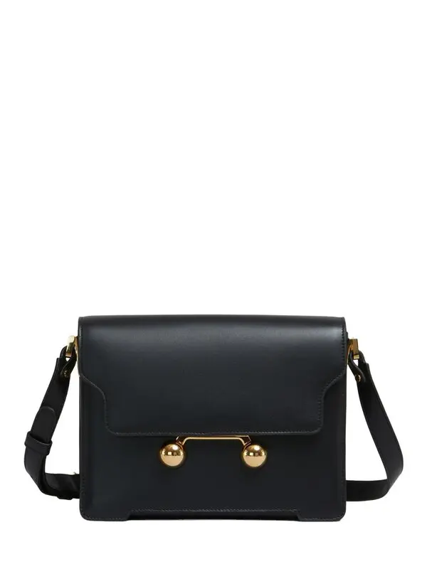 Marni Trunkaroo Foldover Top Medium Shoulder Bag - Black