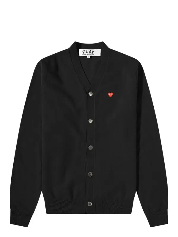 Play Comme Des Garcon V-neck Cardigan - Black