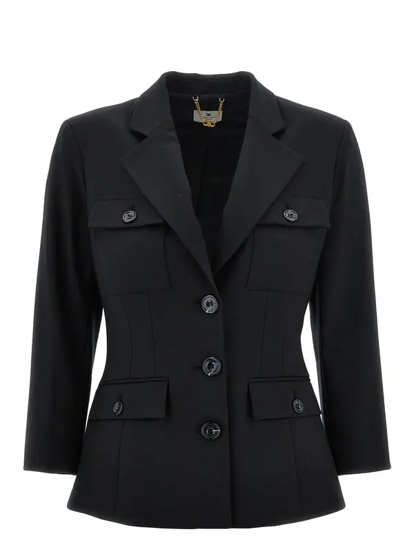 Elisabetta Franchi Single-breasted Tailored Blazer - Black