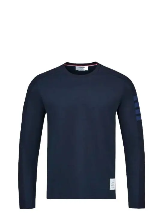 Thom Browne Four-bar Crewneck Sweatshirt - Navy Blue
