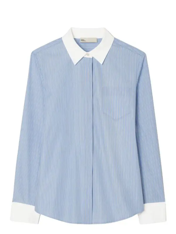 Tory Burch Long Sleeve Striped Shirt - Blue