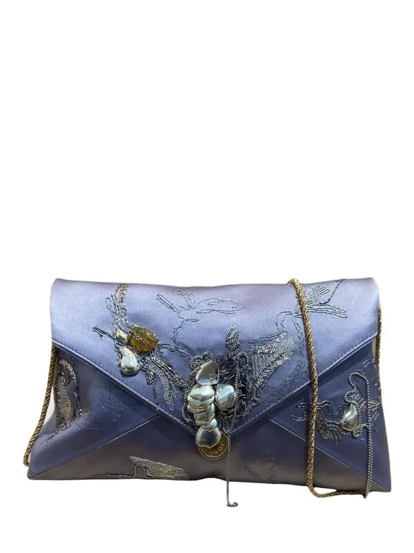 Dries Van Noten Embellished Flap Shoulder Bag - Blue