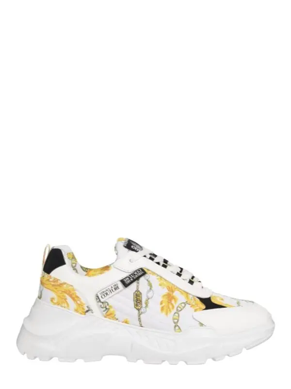 Versace Lace-up Sneakers With Abstract Print - White