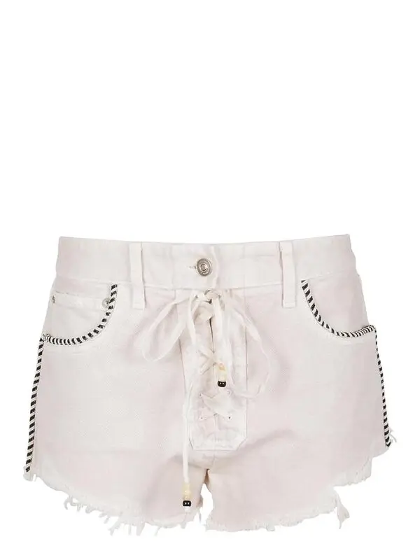 Alanui Saguaro Denim Shorts - White